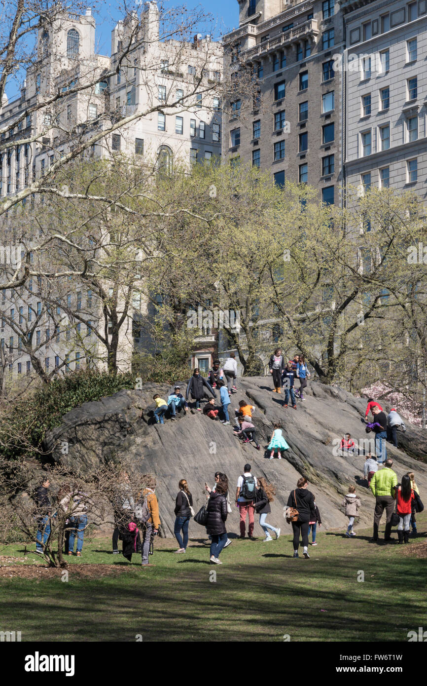 Crowds Enjoying a Springtime Day, Central Park, NYC, USA Stock Photo ...