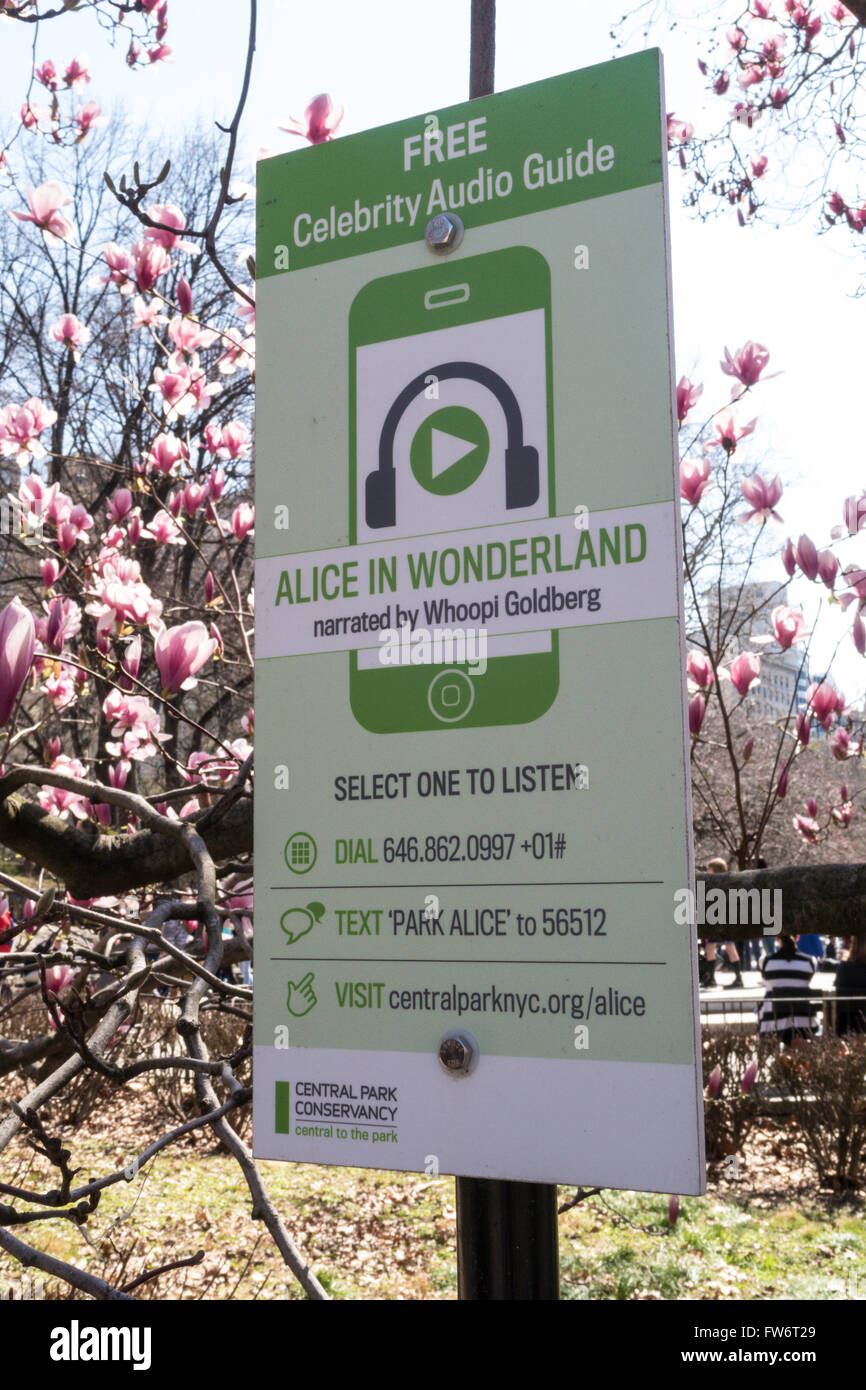 Free Celebrity Audio Guide Sign, Central Park , NYC Stock Photo - Alamy
