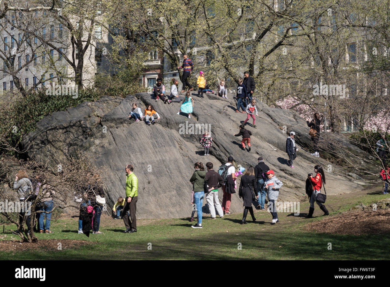 Crowds Enjoying a Springtime Day, Central Park, NYC, USA Stock Photo ...