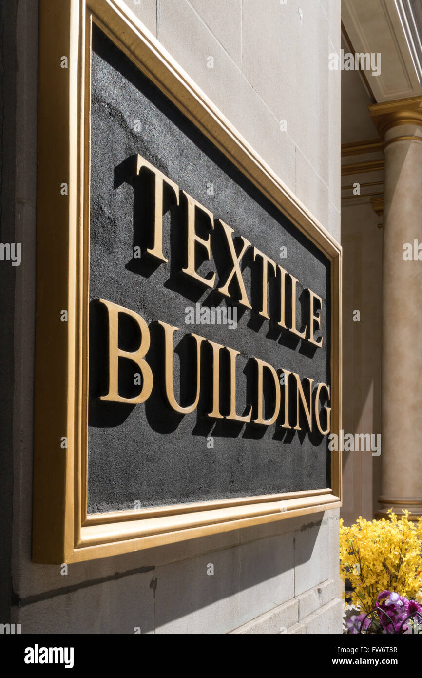 Textile Building Sign, Fifth Avenue, NYC Stock Photo - Alamy