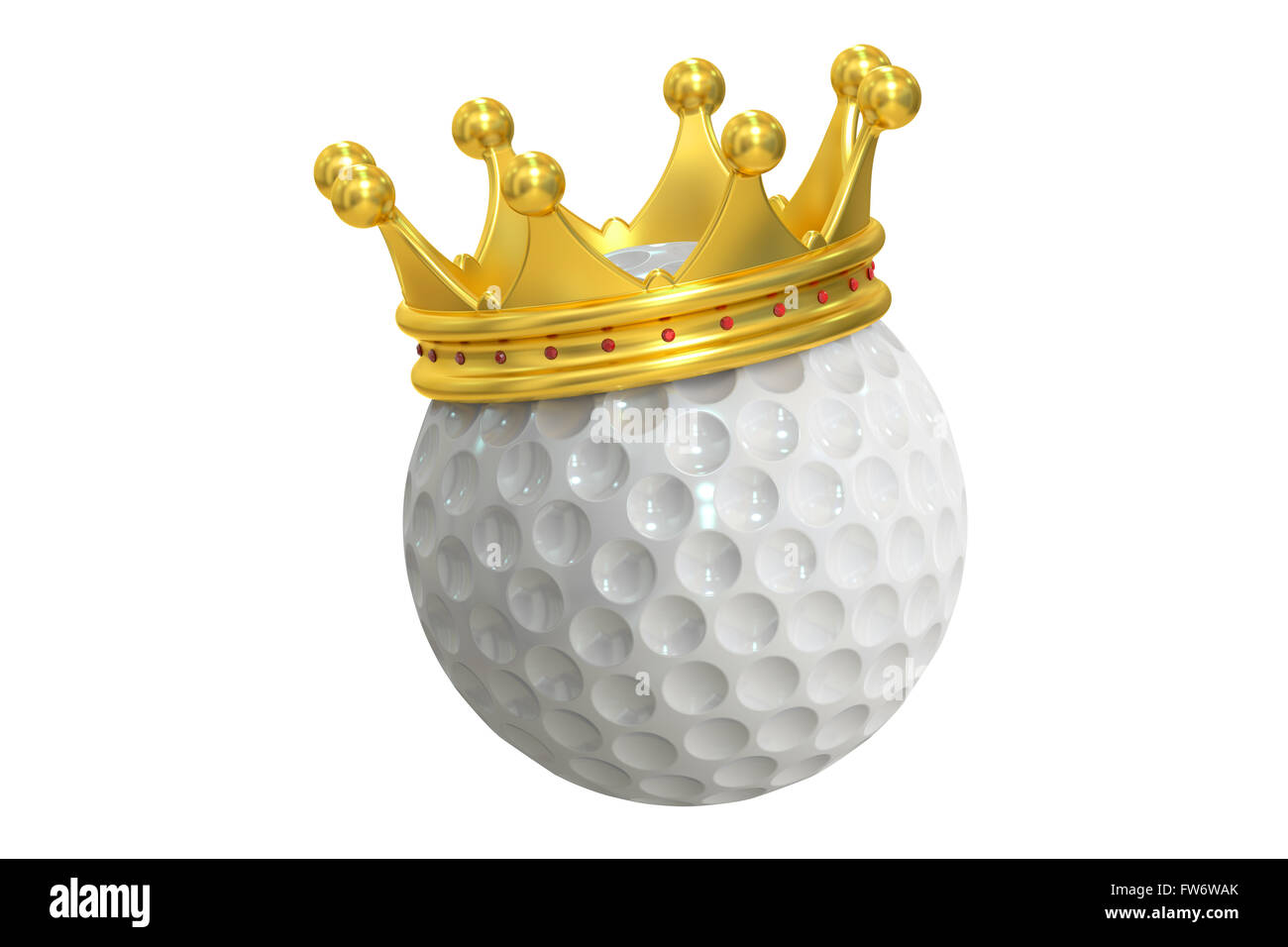Golf ball with gold crown, 3D rendering isolated on white background ...