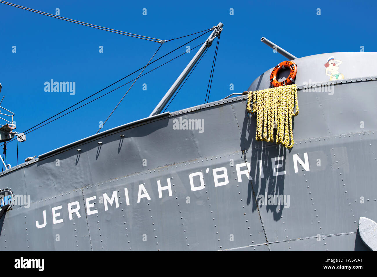 Detail of Liberty ship Jeremiah Obrien at Fisherman's Wharf Stock Photo ...