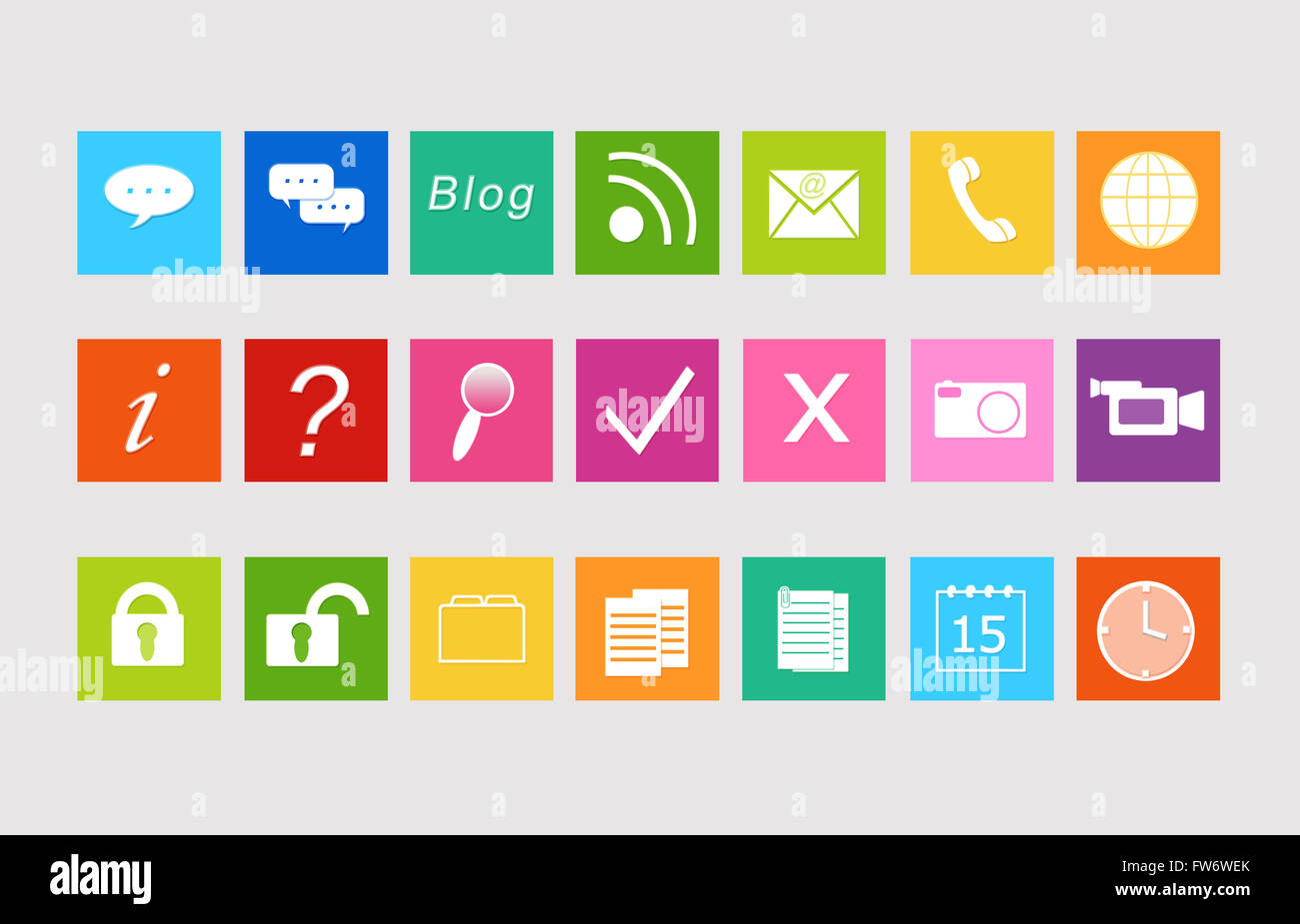 Set of icons for the Web in some colors Stock Photo - Alamy