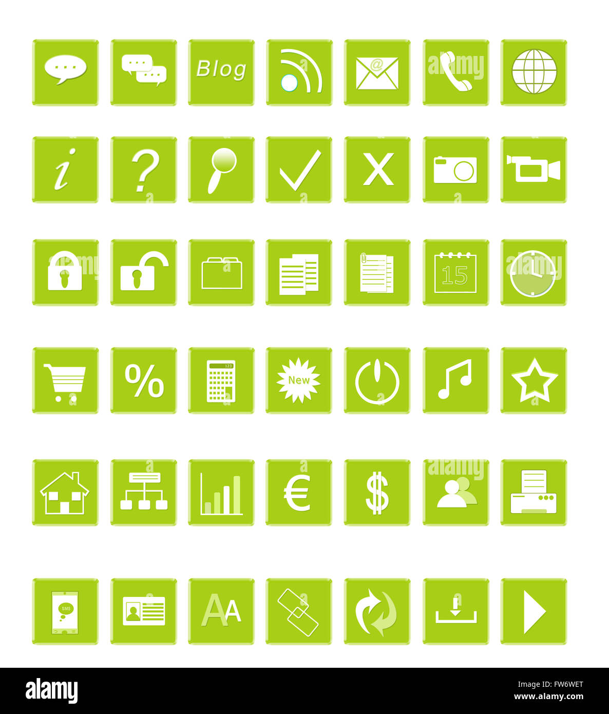 Set of icons for the Web in green color Stock Photo - Alamy
