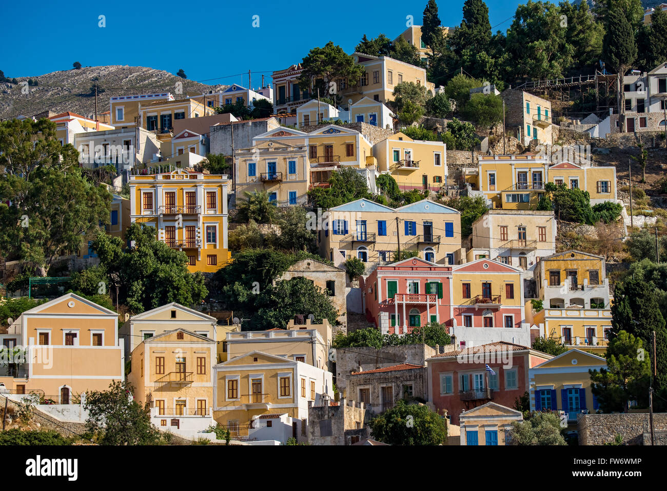 Traditional architectural houses in island of Symi,Greece Stock Photo ...
