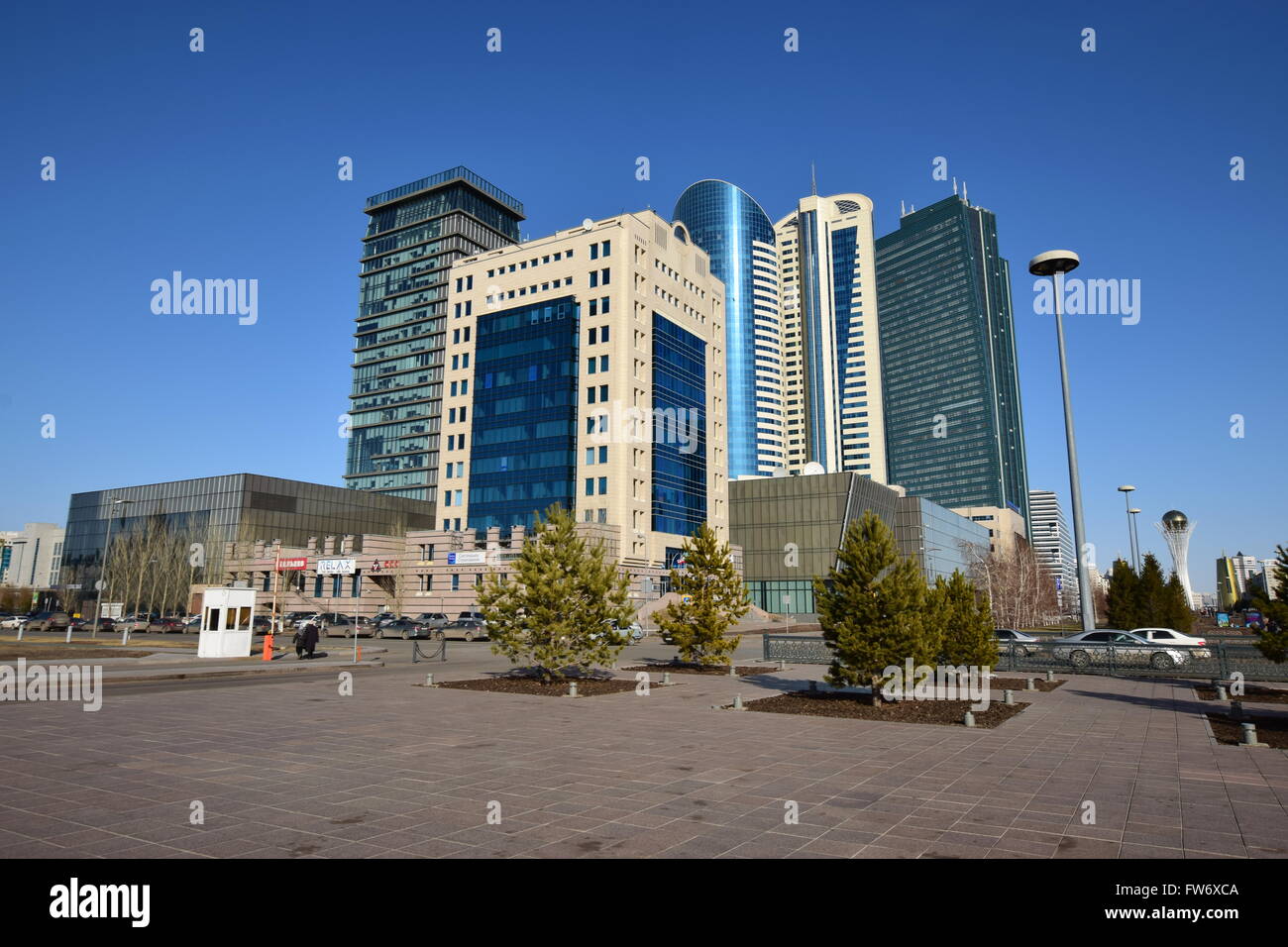 A street view with modern buildings in Astana, capital of Kazakhstan ...