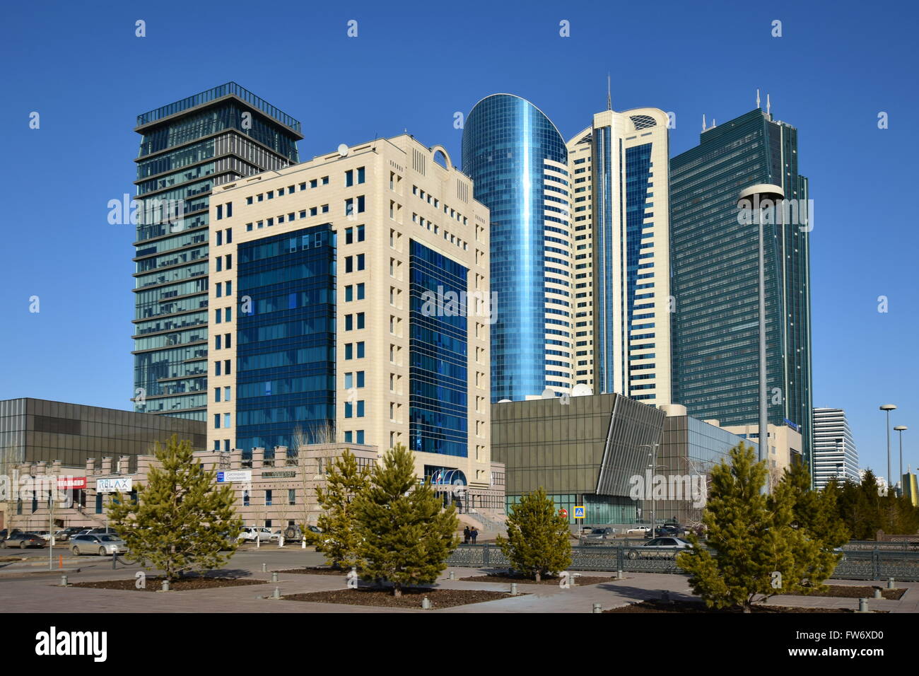 A street view with modern buildings in Astana, capital of Kazakhstan ...