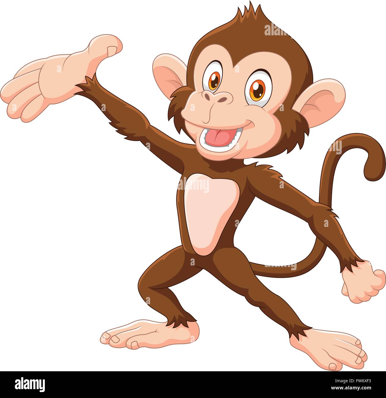 Cartoon Happy monkey presenting isolated on white background Stock ...