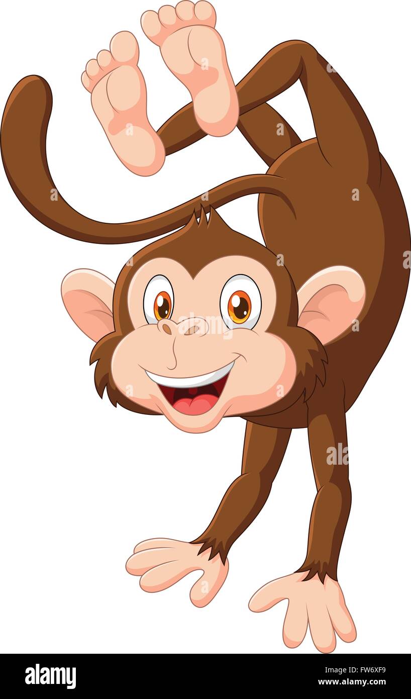 Cartoon happy monkey dancing Stock Vector Image & Art - Alamy