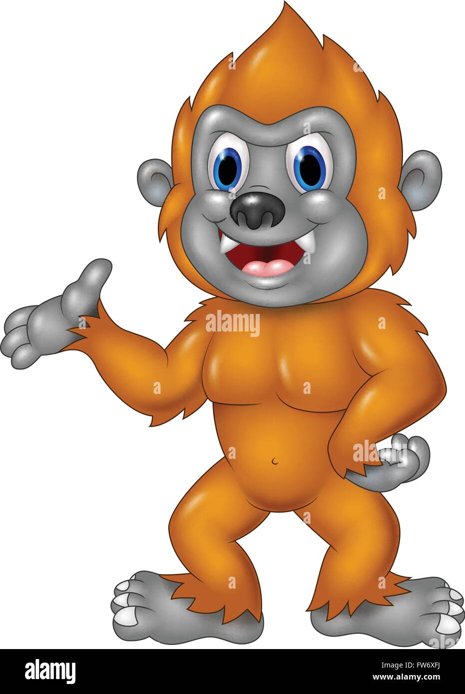 Cartoon Funny Sasquatch waving hand isolated on white background Stock ...