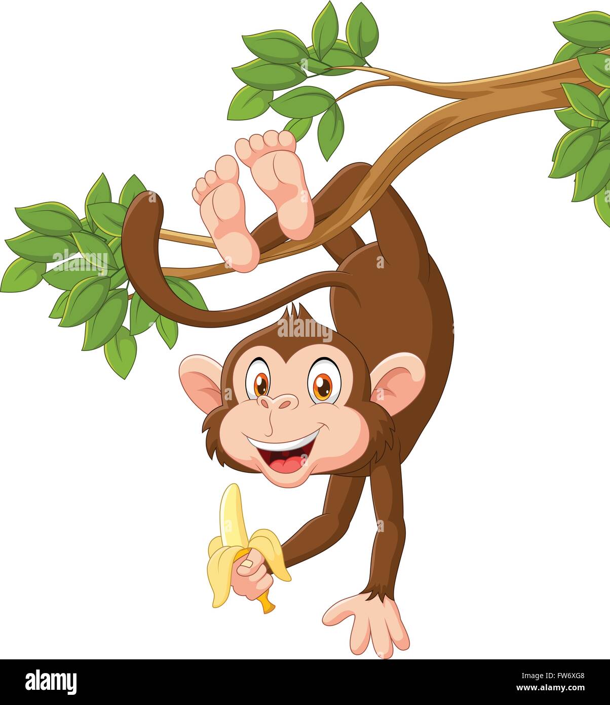 Monkey holding banana cartoon character hi-res stock photography and ...