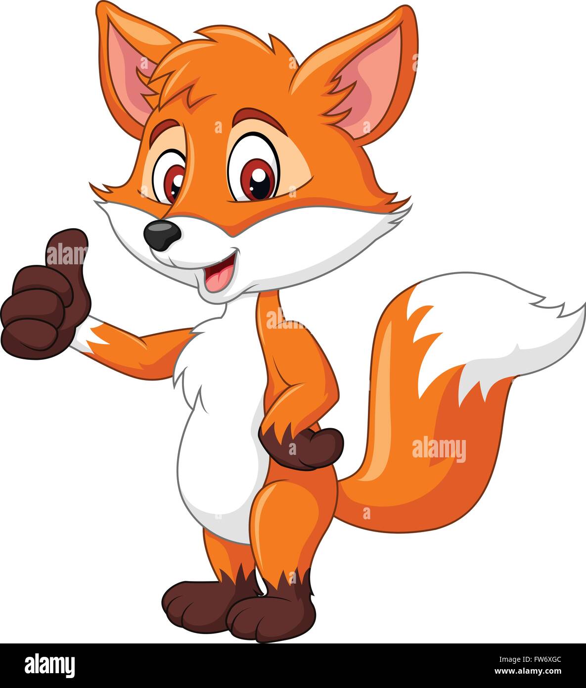 Cartoon funny fox giving thumb up isolated on white background Stock ...