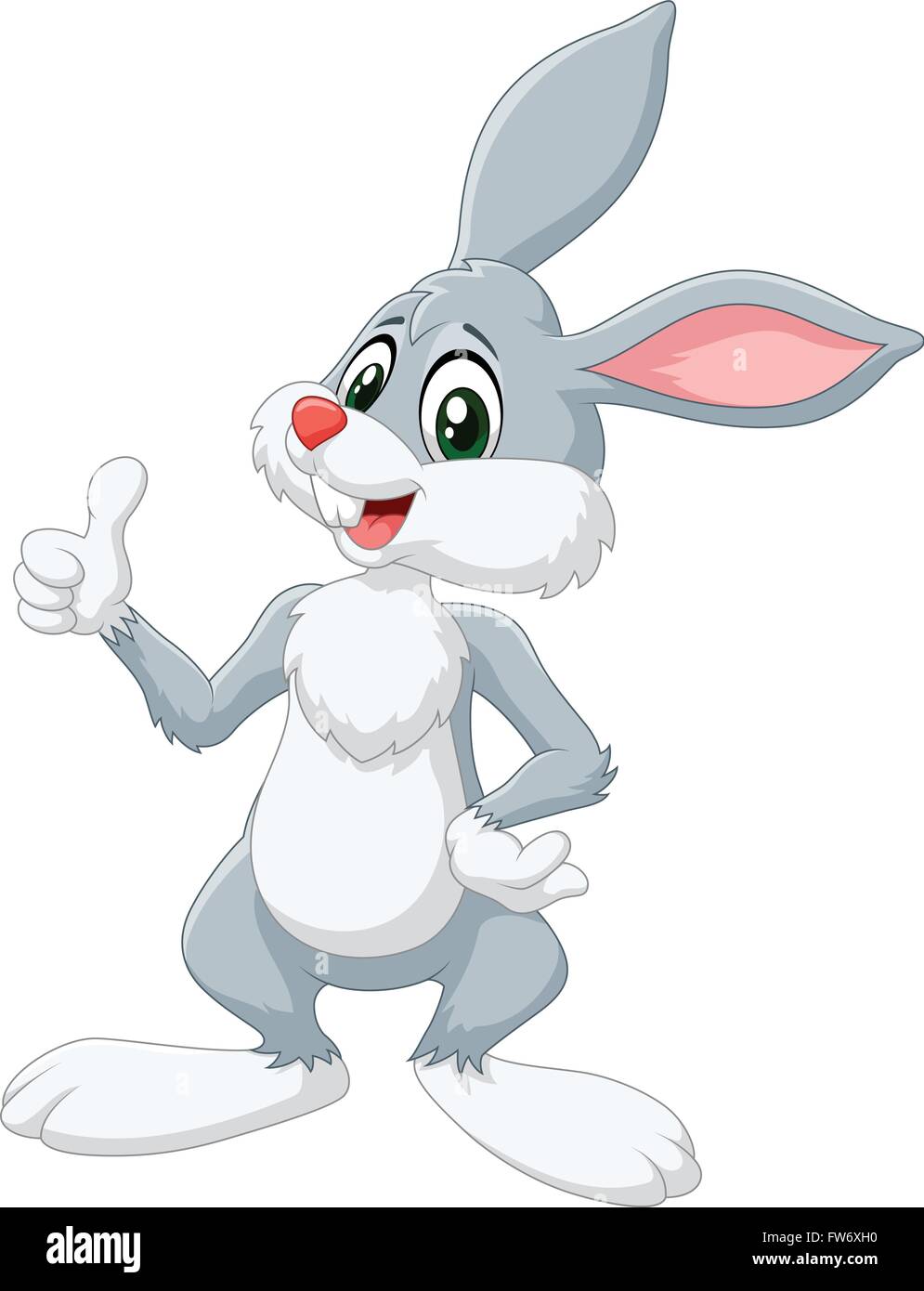 Cartoon rabbit giving thumb up isolated on white background Stock ...