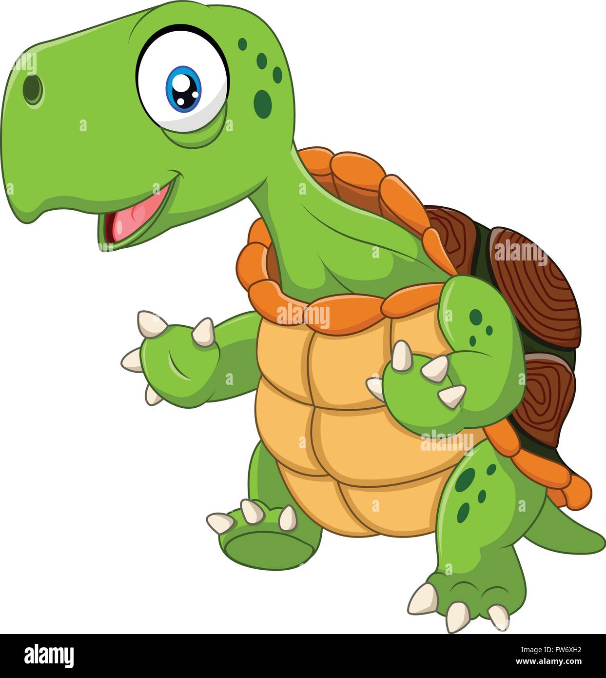 Cartoon funny turtle posing isolated on white background Stock Vector ...