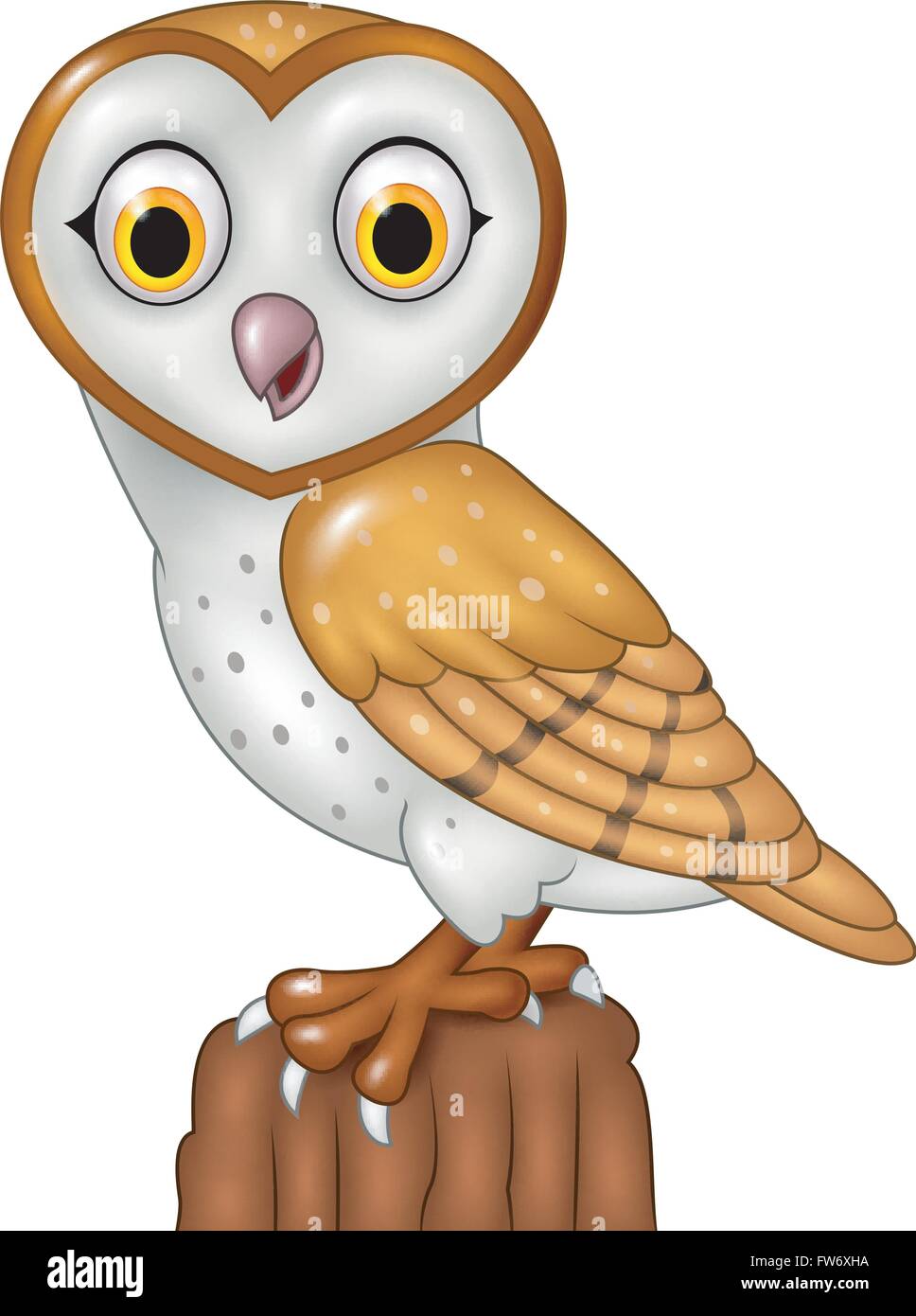 Cartoon barn owl posing isolated on white background Stock Vector Image ...