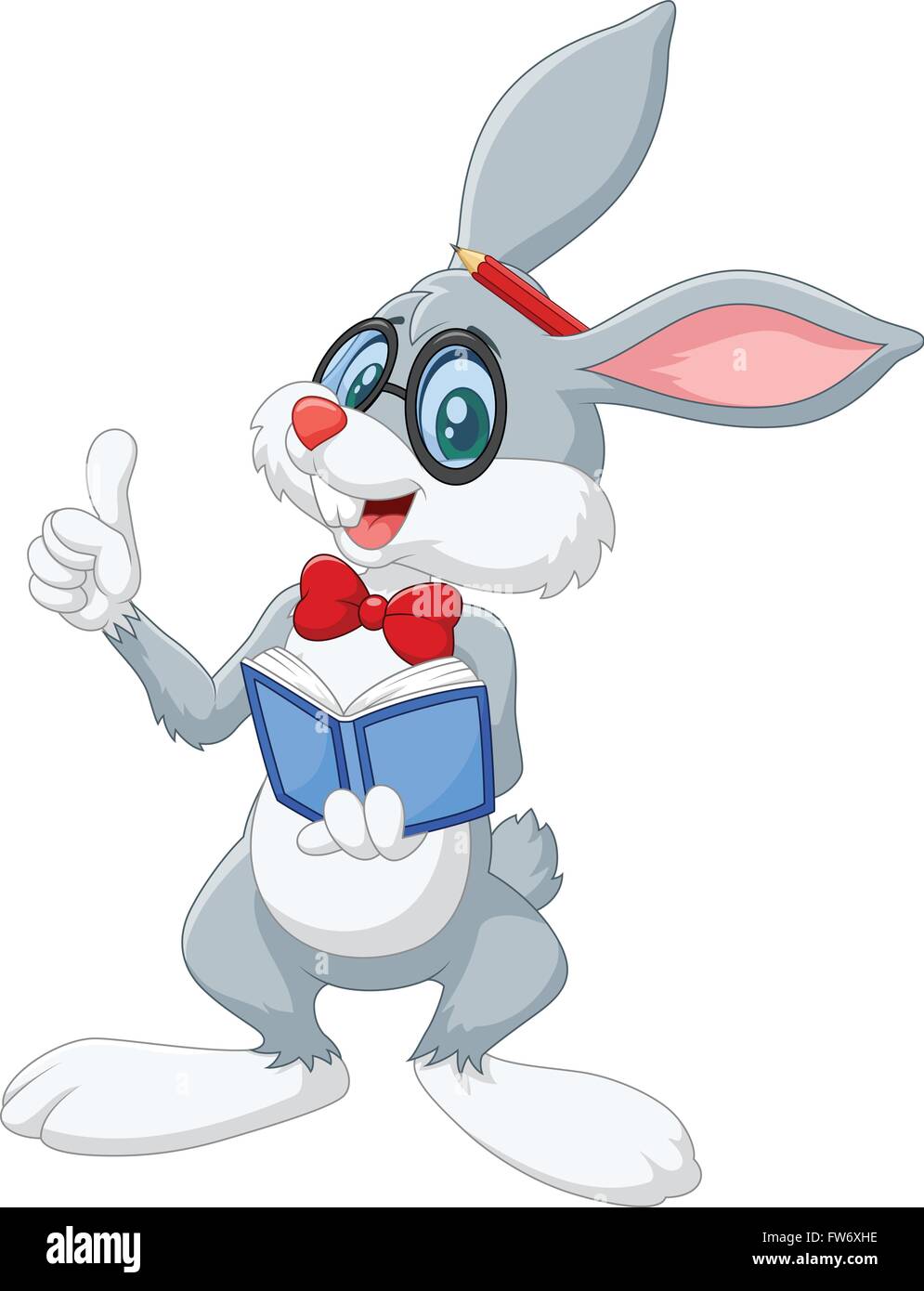 Cartoon smart rabbit thinking isolated on white background Stock Vector ...