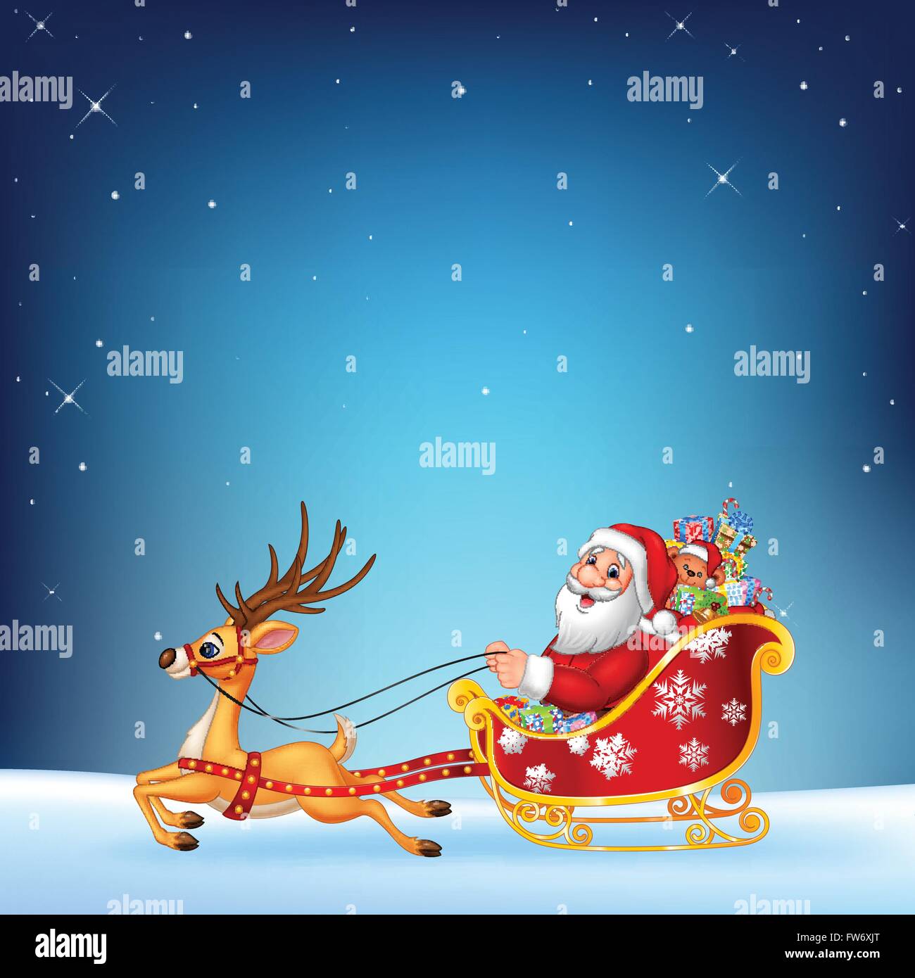 Cute Santa And Reindeer