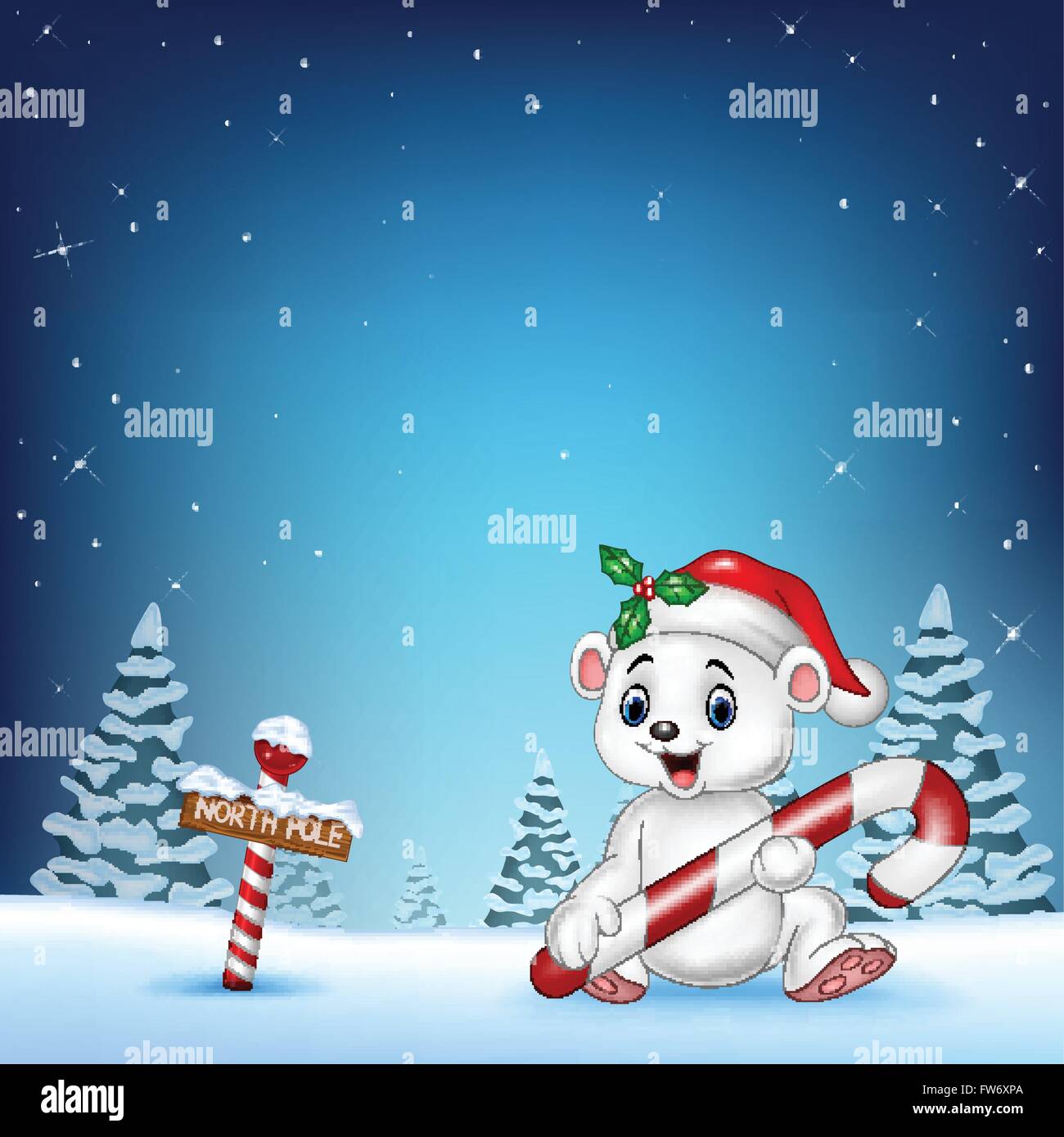 Cartoon happy polar bear holding candy Stock Vector Image & Art - Alamy