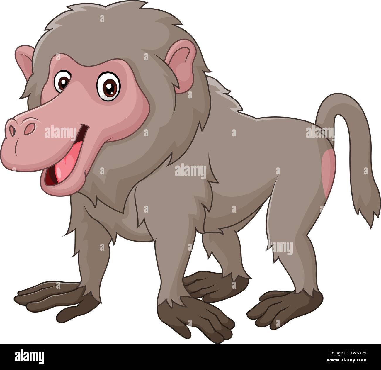 Cartoon funny baboon isolated on white background Stock Vector Image ...