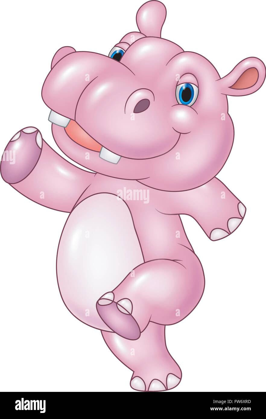 Cartoon cute baby hippo running and happy Stock Vector Image & Art - Alamy