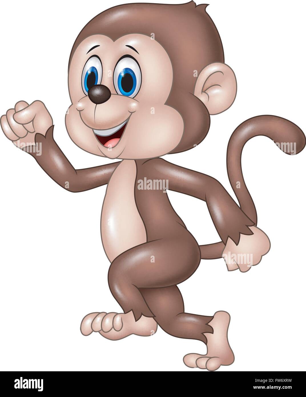 Cartoon funny monkey running isolated on white background Stock Vector ...