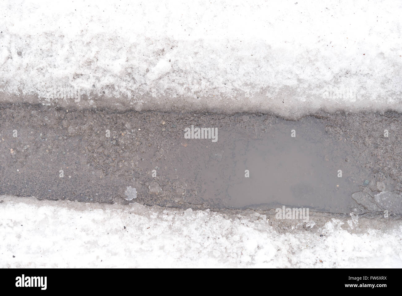 spring road with snow and water Stock Photo - Alamy