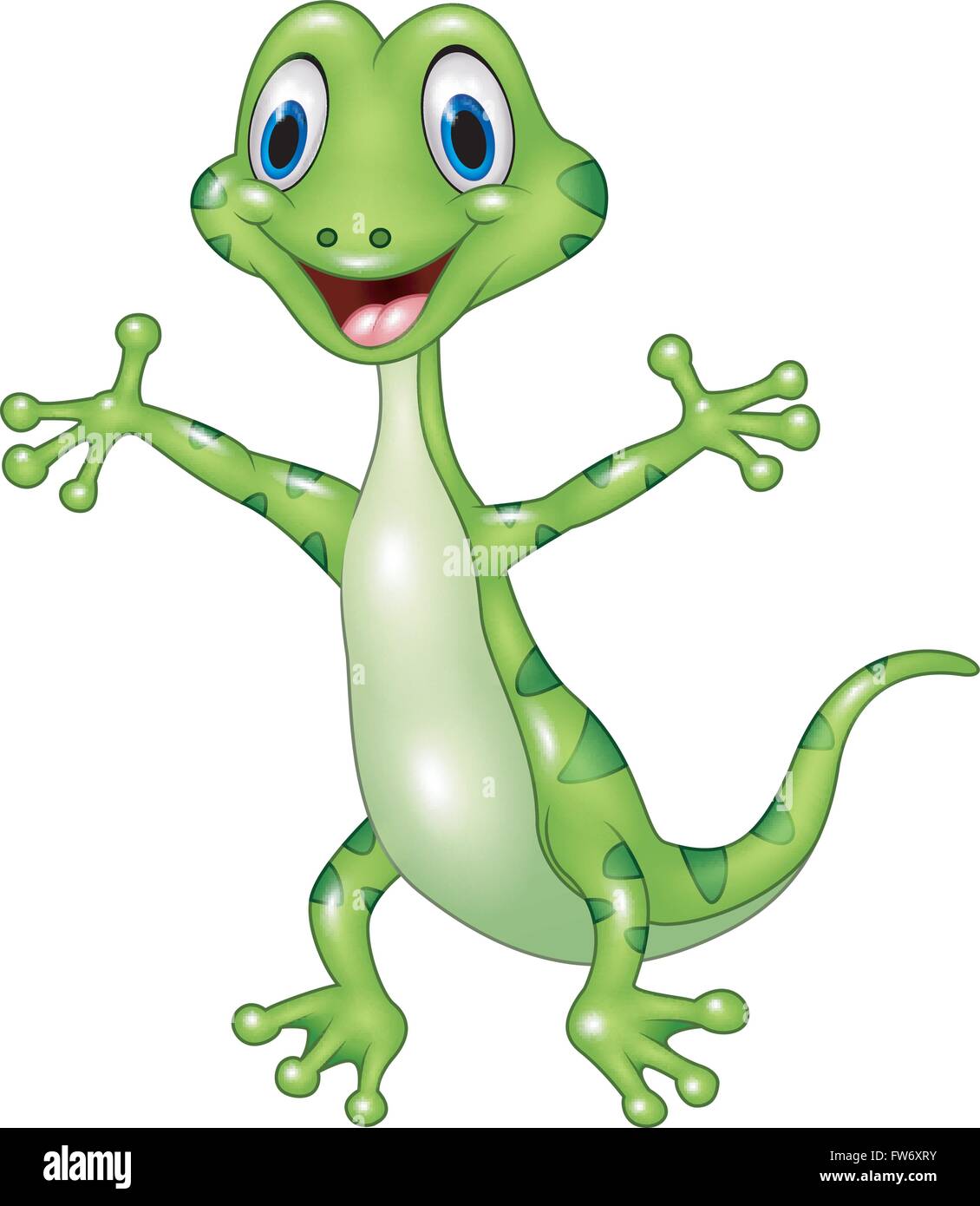 Cute green lizard posing isolated on white background Stock Vector ...