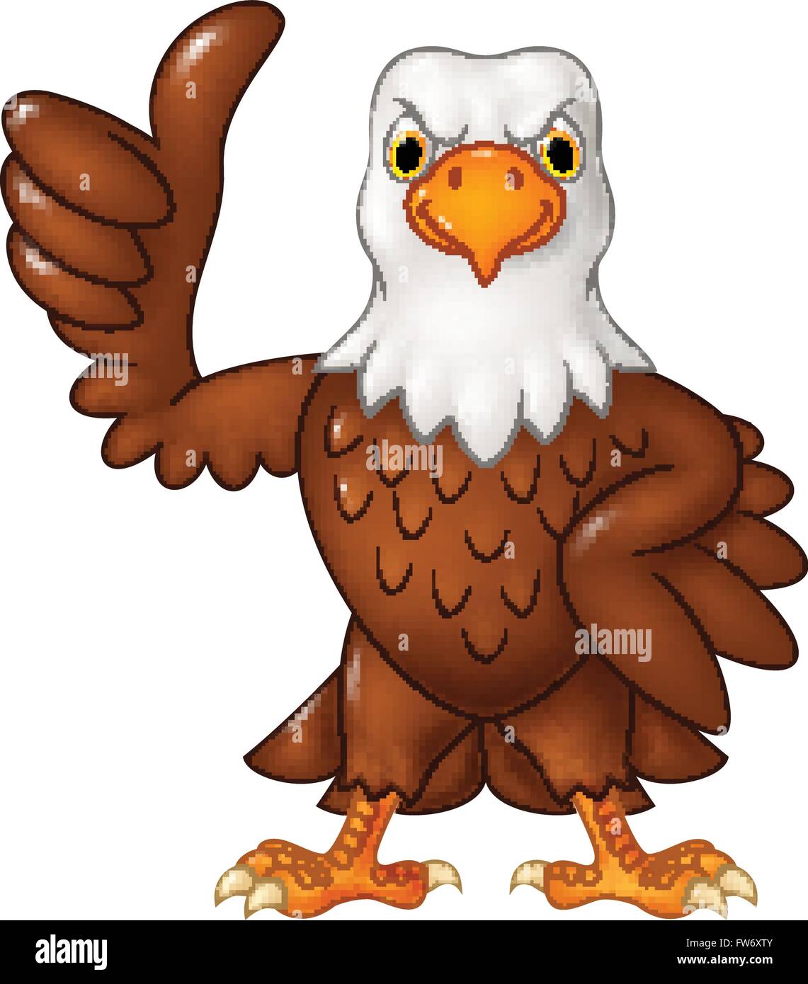Cartoon funny eagle giving thumb up isolated on white background Stock ...
