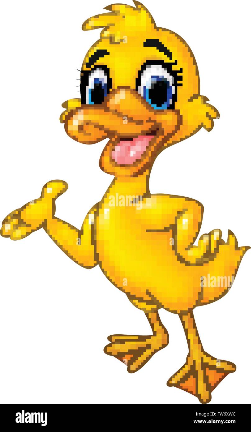 Cartoon funny duck presenting isolated on white background Stock Vector ...