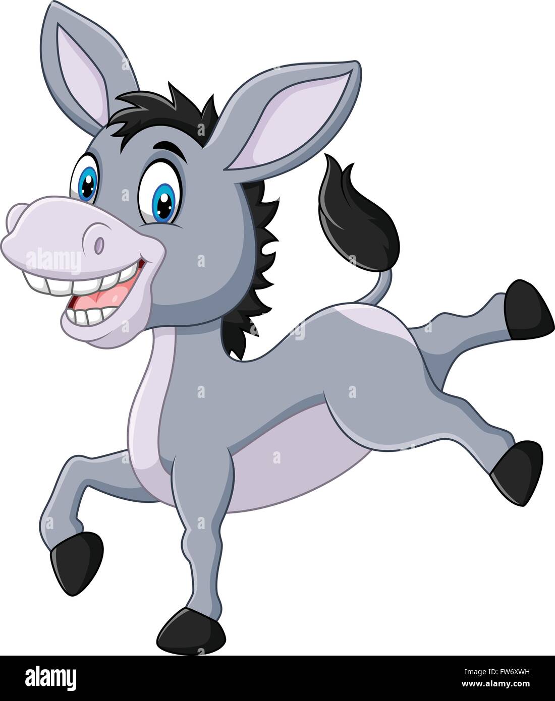 Cartoon happy donkey isolated on white background Stock Vector Image ...