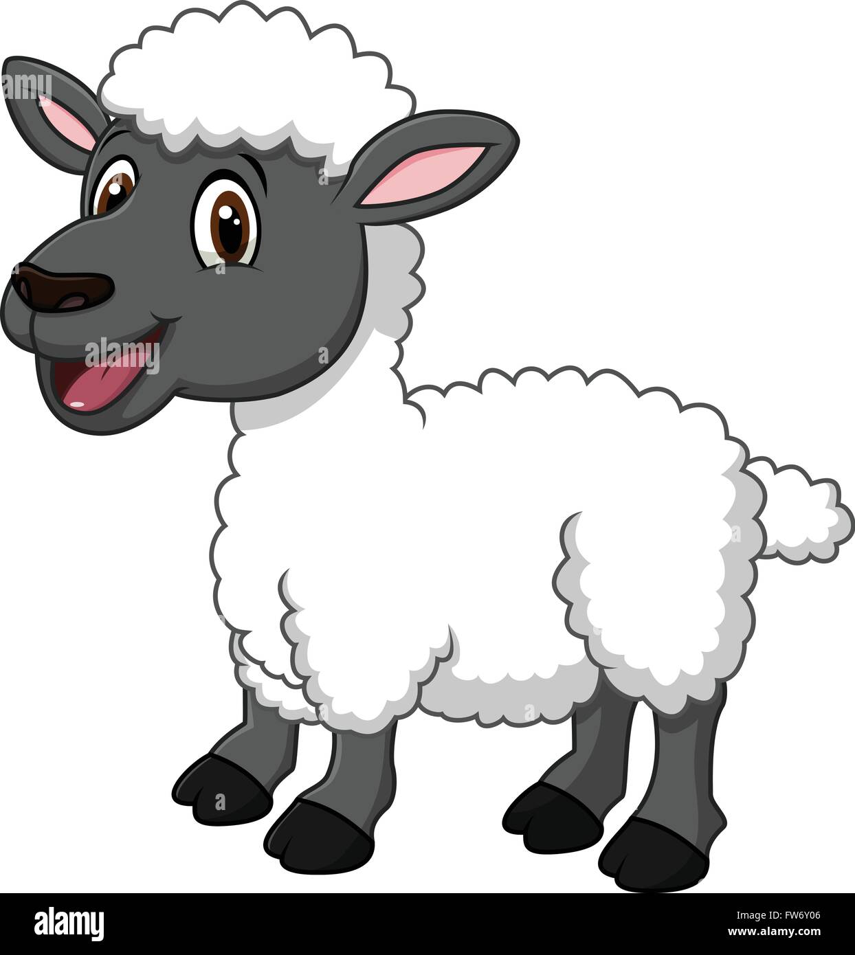 Cartoon funny sheep posing isolated on white background Stock Vector ...