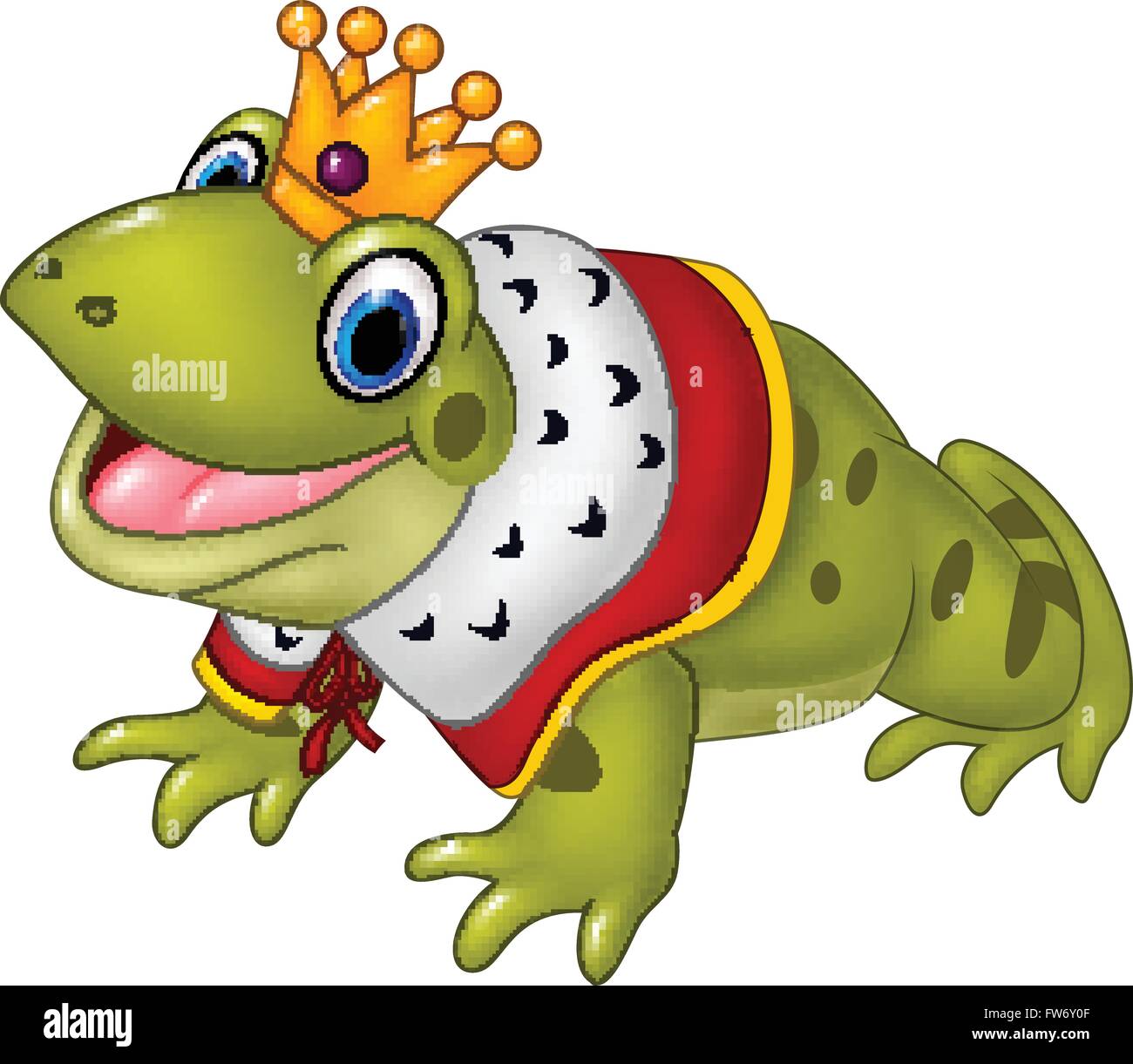 Cartoon funny frog king isolated on white background Stock Vector Image ...