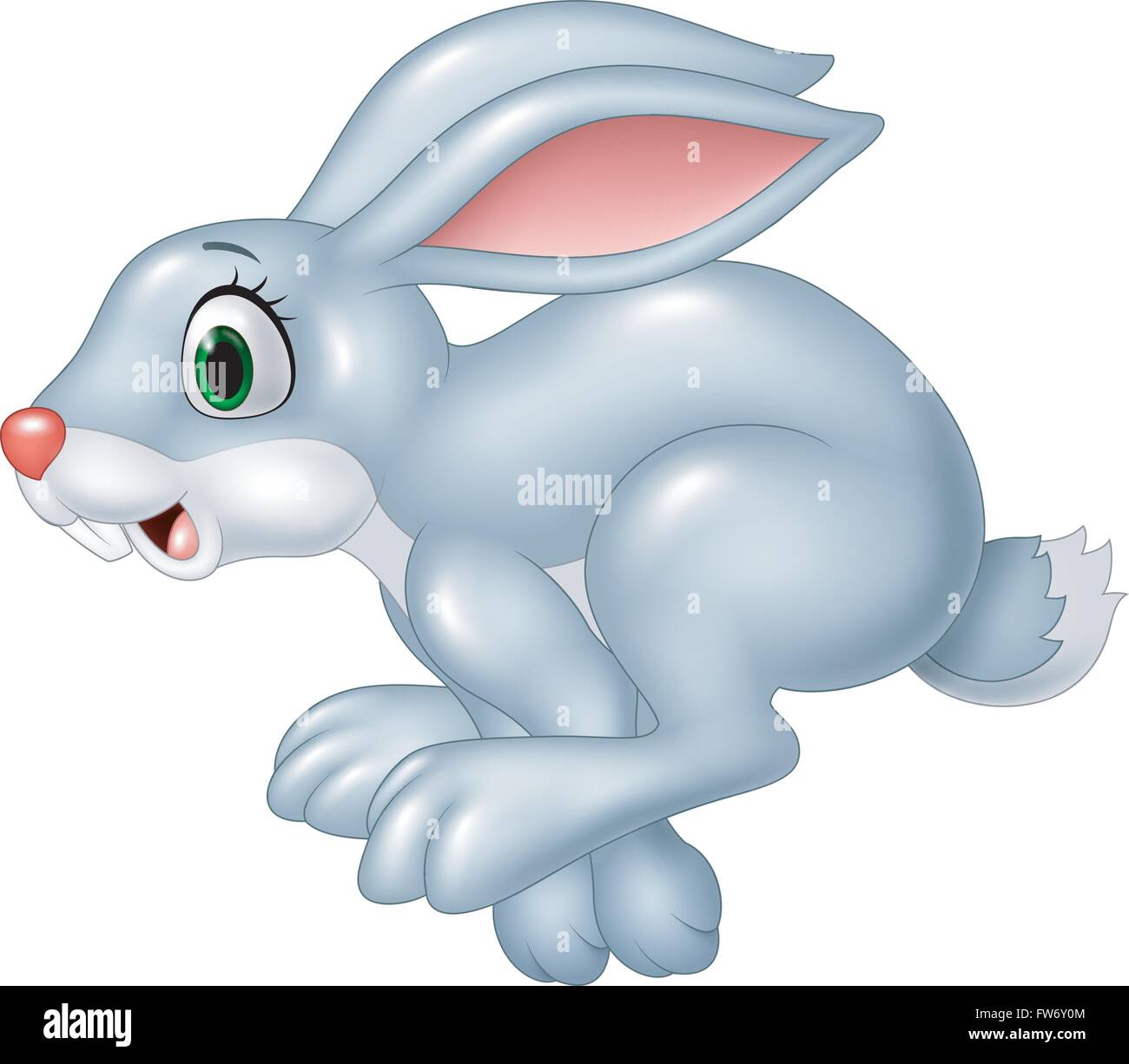 Cartoon happy bunny jumping isolated on white background Stock Vector ...