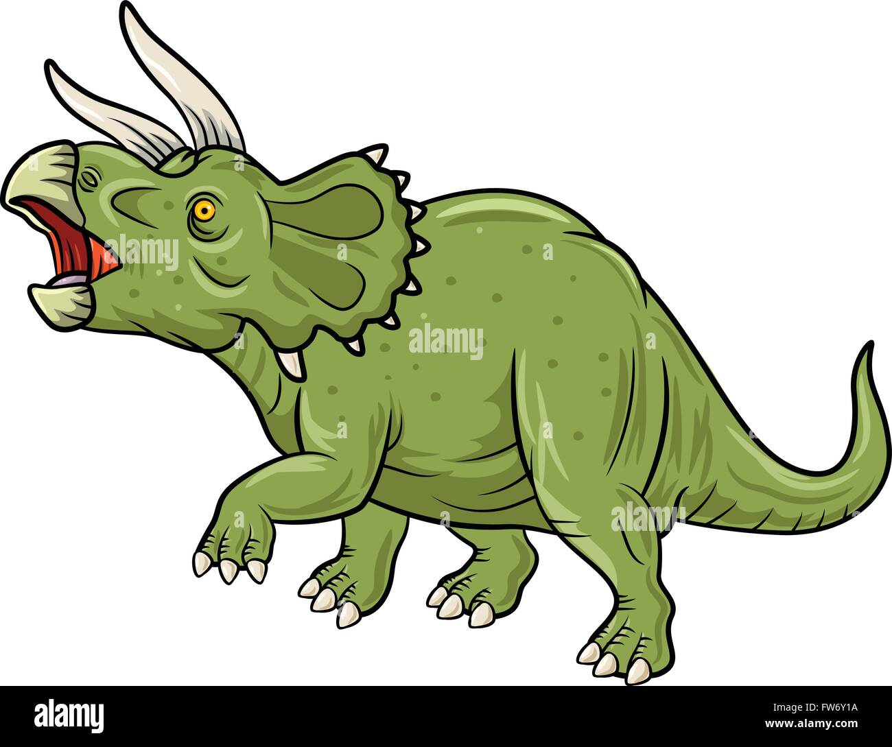 Cute Triceratops three horned dinosaur isolated on white background ...