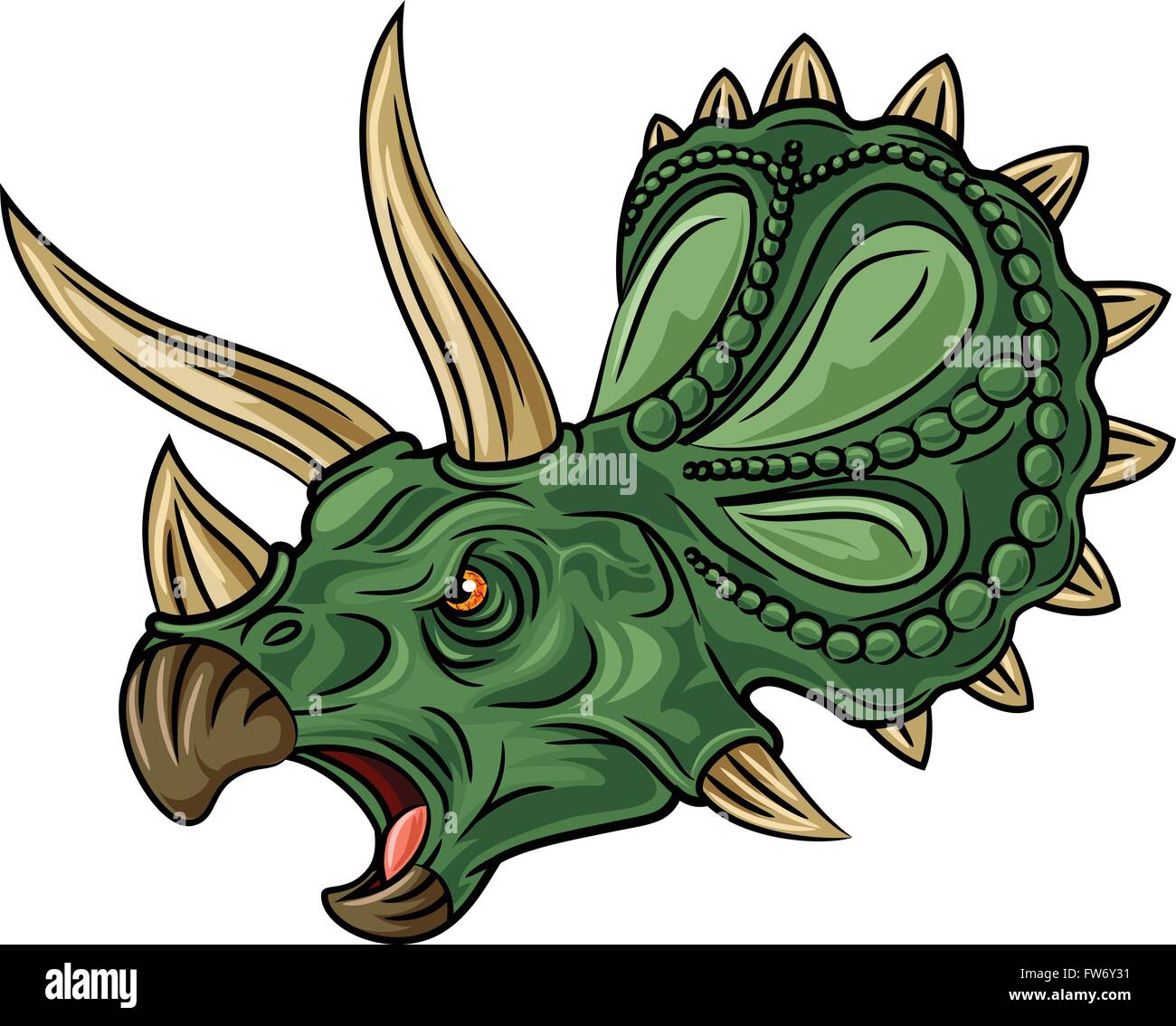 Illustration of angry triceratops isolated on white background Stock ...