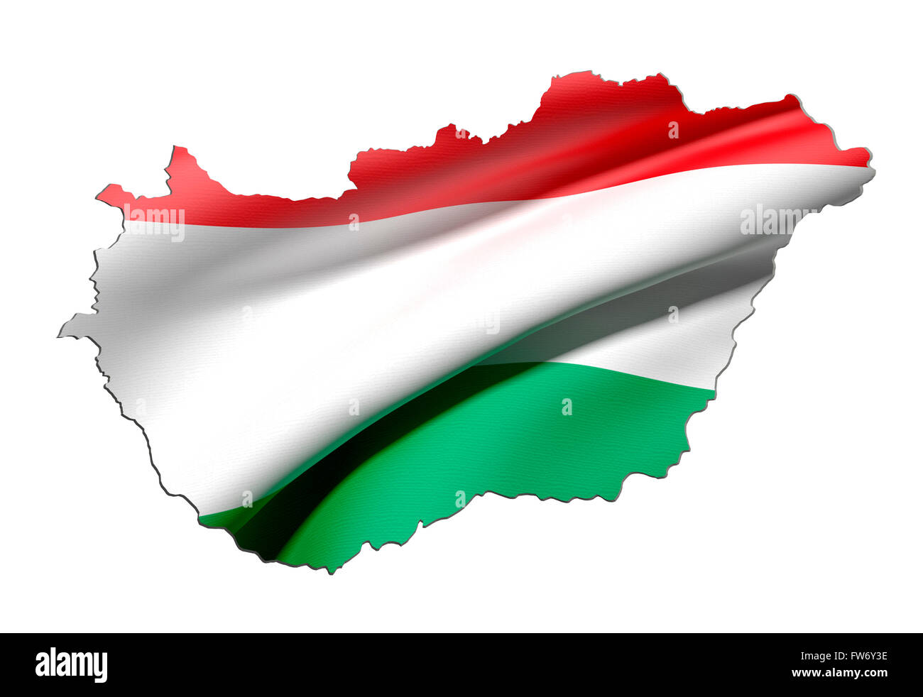 3d rendering of Hungary map and flag on white background Stock Photo ...