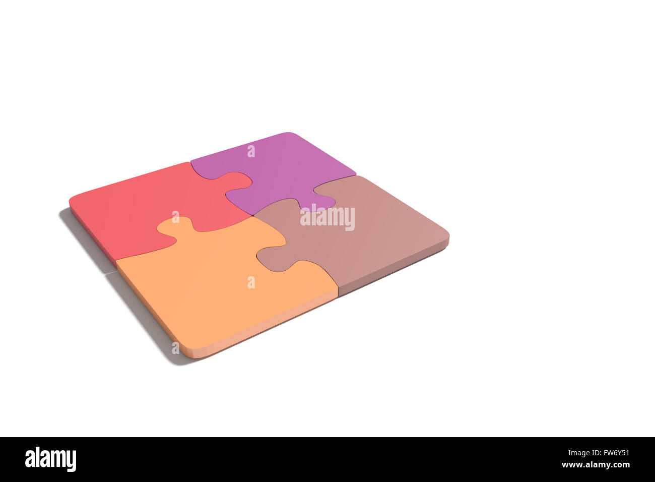 3d rendering of close-up of pastel colored puzzle pieces on white ...