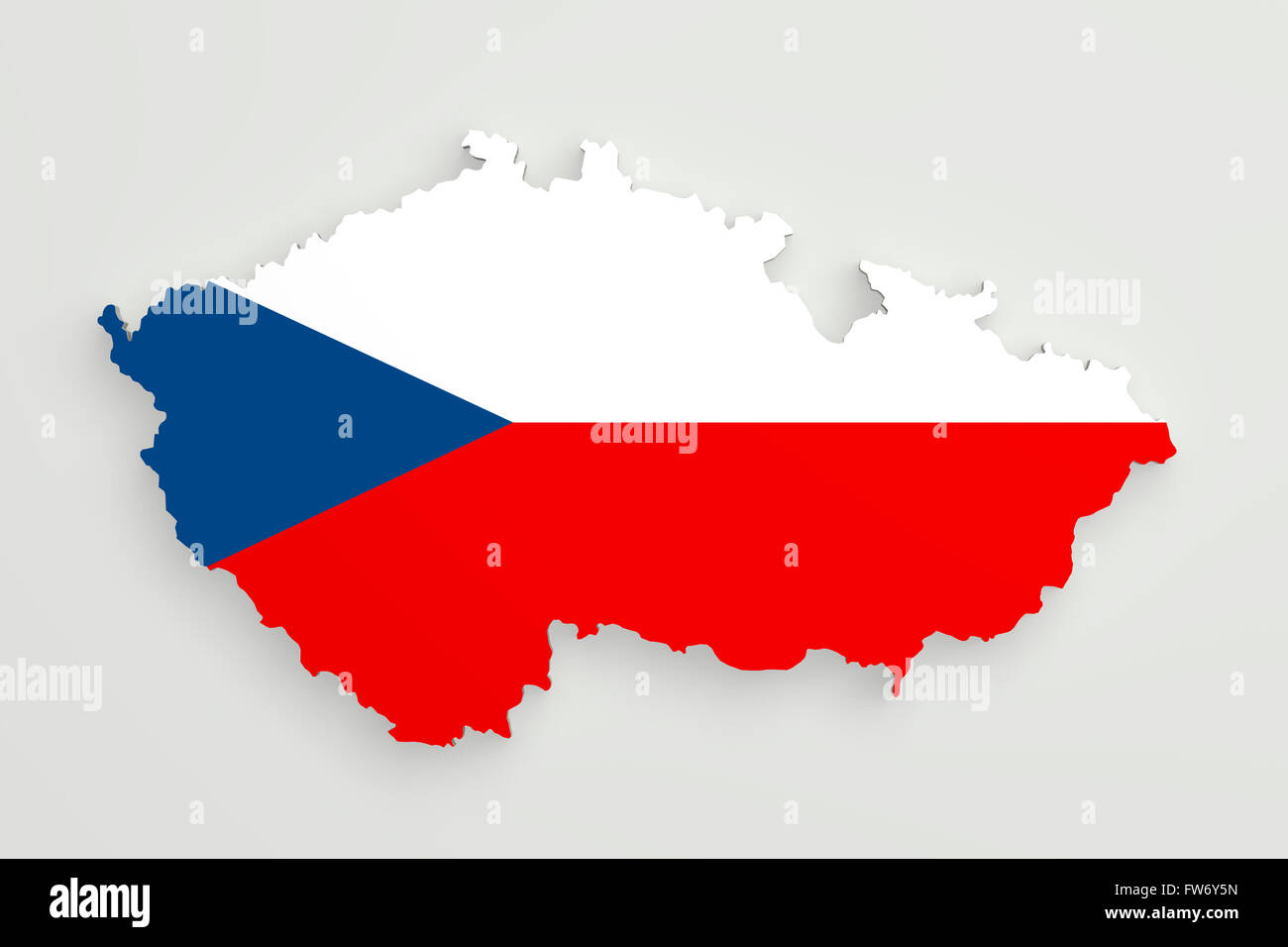 3d rendering of Czech Rep map and flag on white background Stock Photo ...