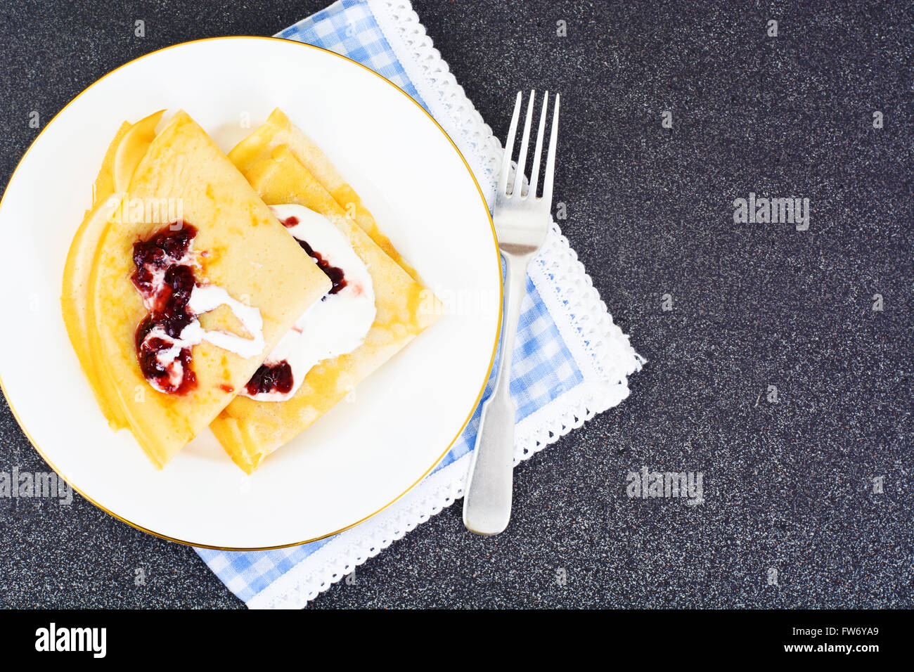 Tasty Pancakes Stack with Butter Stock Photo - Alamy