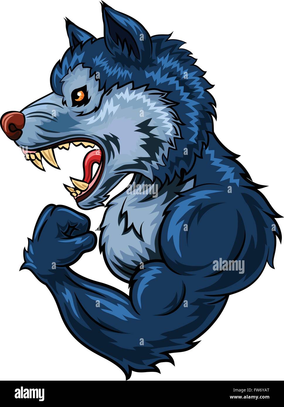 Illustration of strong wolf character isolated on white background ...