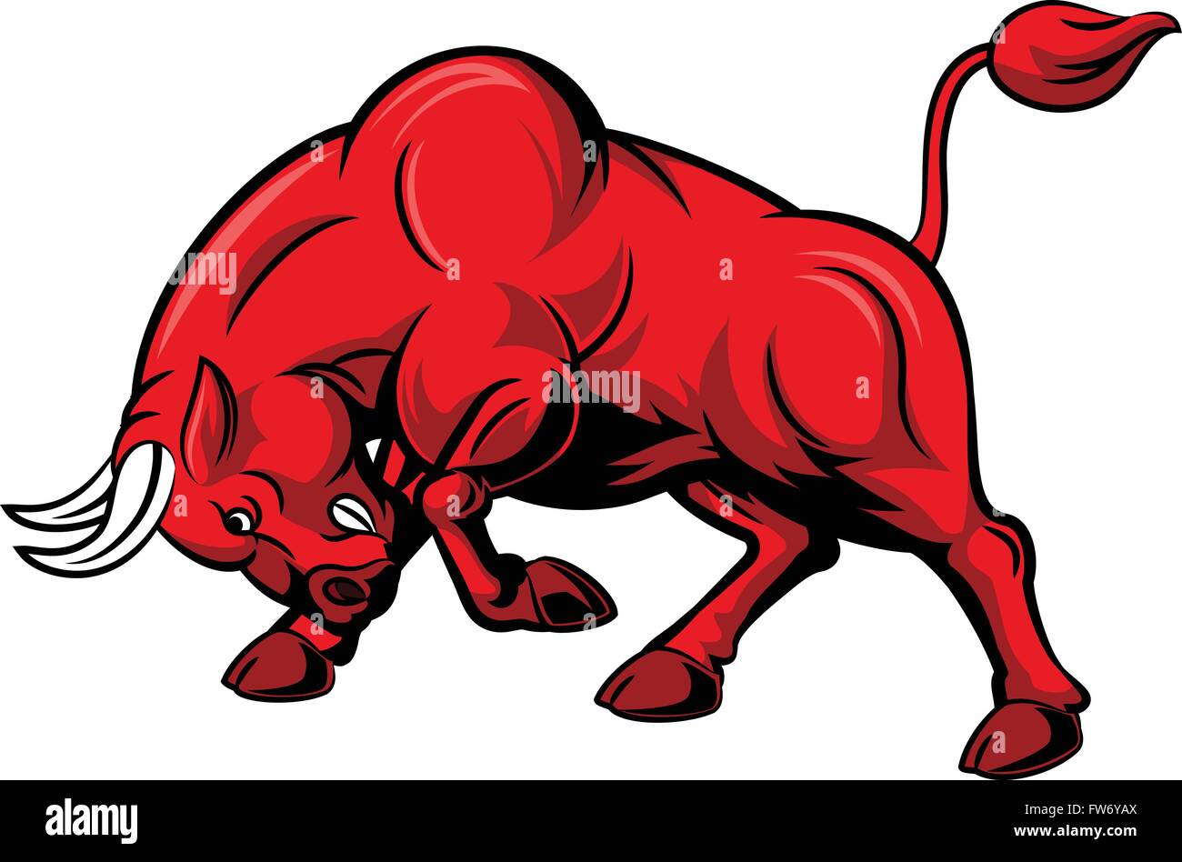 Cartoon angry bull attack isolated on white background Stock Vector ...