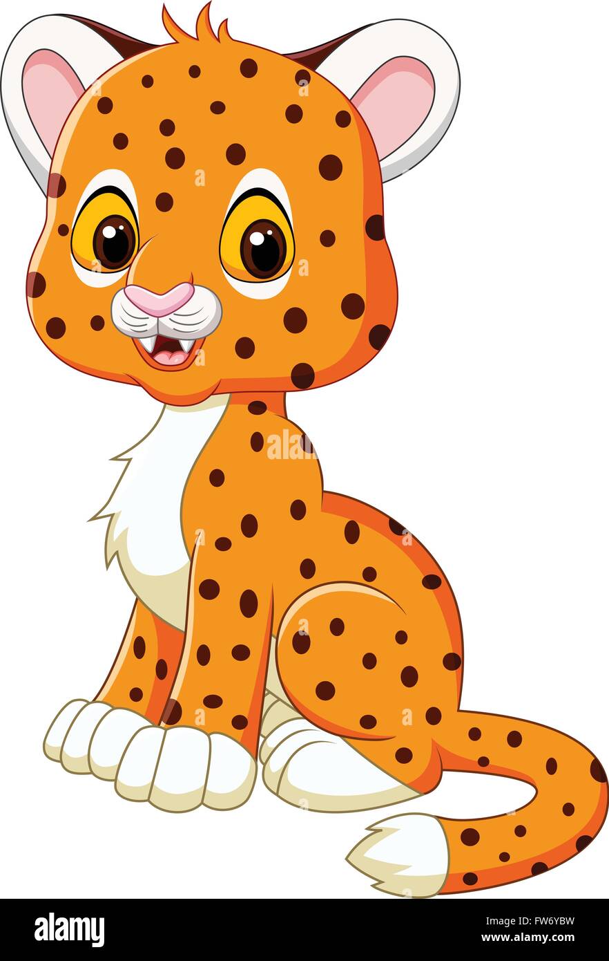 Cute baby cheetah sitting isolated on white background Stock Vector ...