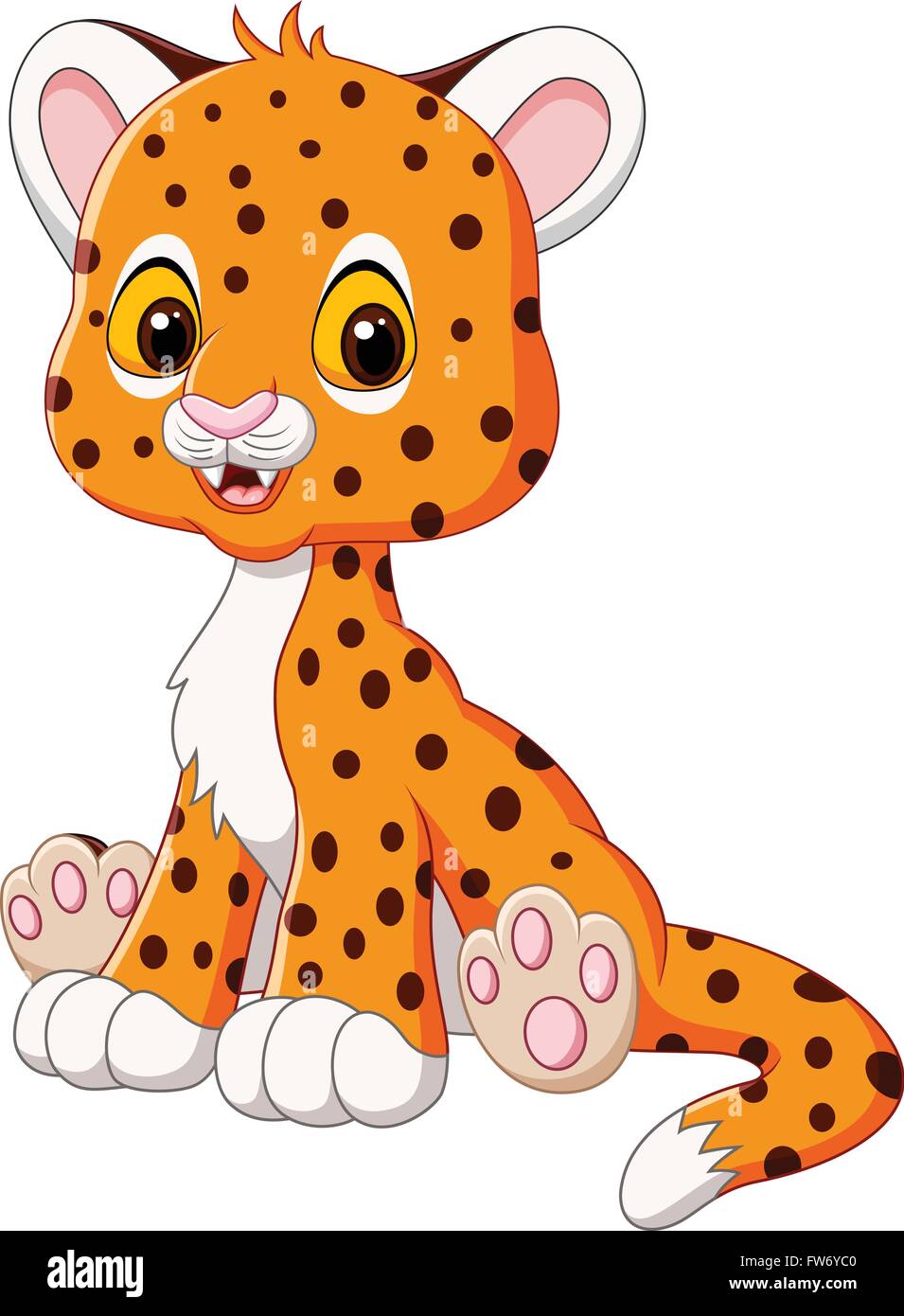 Cute baby cheetah sitting isolated on white background Stock Vector ...