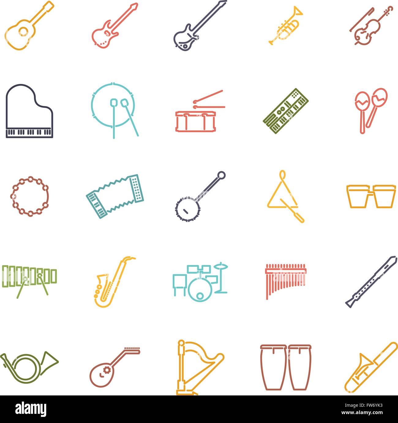 Musical Instruments Line Icon Set Stock Vector Image & Art - Alamy