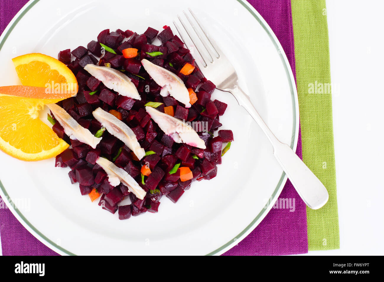 Beetroot Salad with Herring Stock Photo - Alamy