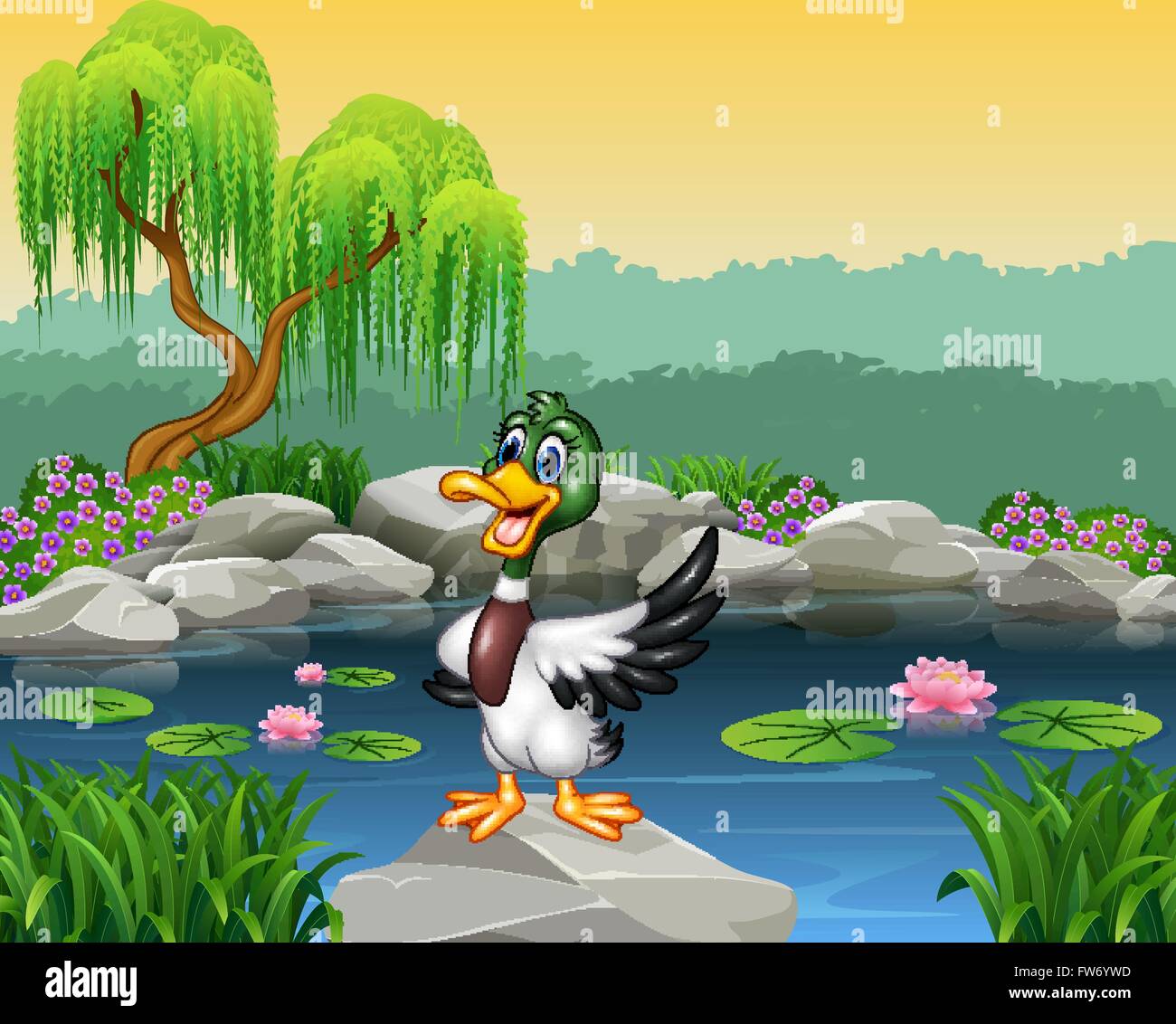 Cartoon funny duck presenting Stock Vector Image & Art - Alamy