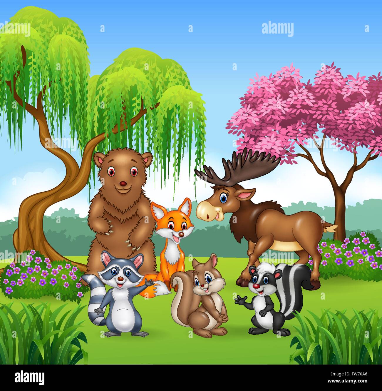 Happy animal collection in the jungle Stock Vector Image & Art - Alamy