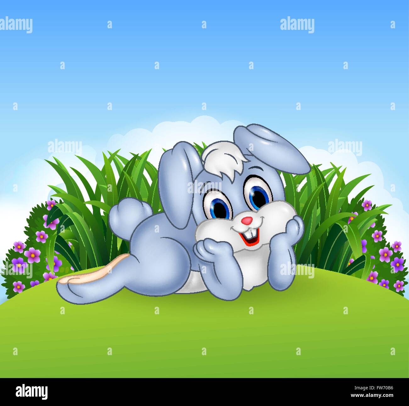 Cute little bunny on grass background Stock Vector Image & Art - Alamy
