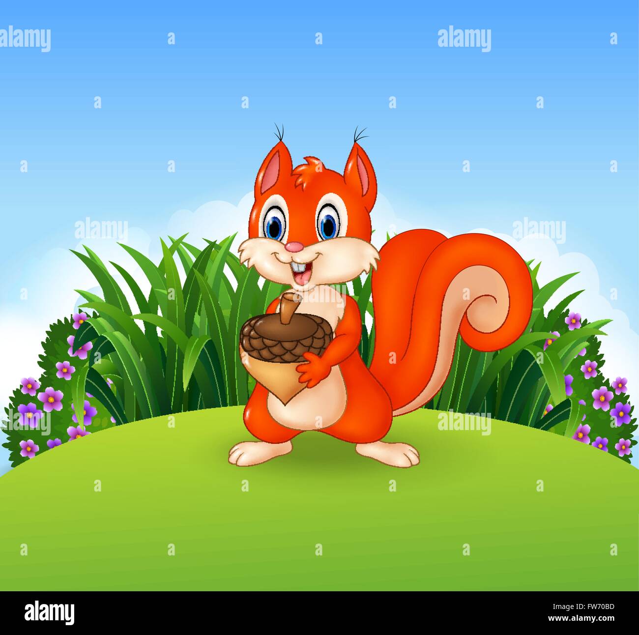 Cartoon funny squirrel holding pinecone Stock Vector Image & Art - Alamy