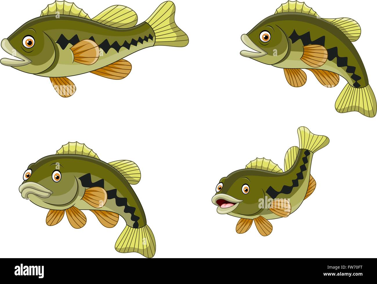Cartoon funny bass fish collection Stock Vector Image & Art - Alamy